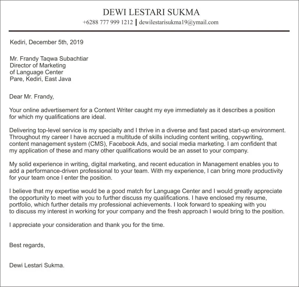 Cara Menulis Application Letter dalam Bahasa Inggris